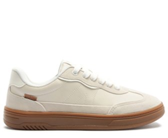 Tênis Lua Sola Alta Recortes Suede Branco Off | Anacapri