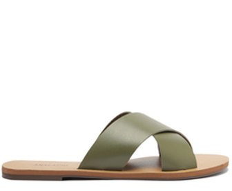 Rasteira Tiras Cruzadas Couro Verde | Anacapri